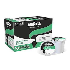 Lavazza Classico Decaf Single-Serve Coffee K-Cups for Keurig Brewer, Medium Roast, 10 Count Box ,Rich and full-bodied flavor delivers a uniquely intense aroma of dried fruits, 100% arabica coffees