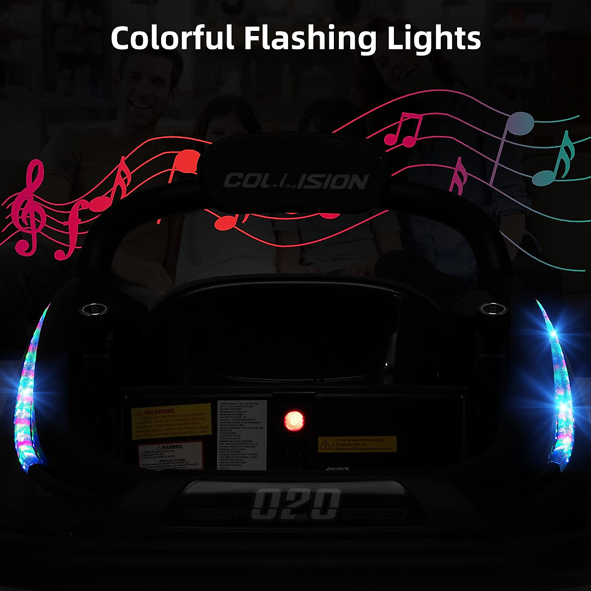 OLAKIDS Bumper Car for Toddlers, 12V Kids Electric Ride on Toy with Remote Control, Battery Powered Vehicle Racer for Baby, 360 Degree Spin Rotation, Colorful Flashing LED Lights, Music (Black)