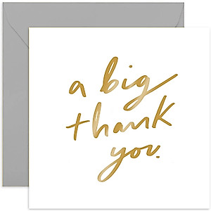 Old English Co. A Big Thank You Card - Gold Foil Grateful Greeting Card for Him or Her | Thanking Friends and Family | Blank Inside & Envelope Included