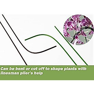 EESC2Y 10-PCs 15-3/4" Bendable Plastic Coated Metal Steel Garden Plant Support Stakes Sticks for Potted House Plants Indoor, Orchid Flower Stakes - Green