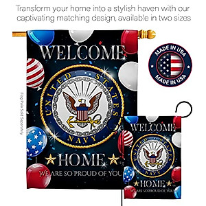 Breeze Decor Welcome Home Navy House Flag Armed Forces USN Seabee United State American Military Veteran Retire Official Decoration Banner Small Garden Yard Gift Double-Sided, Made in USA