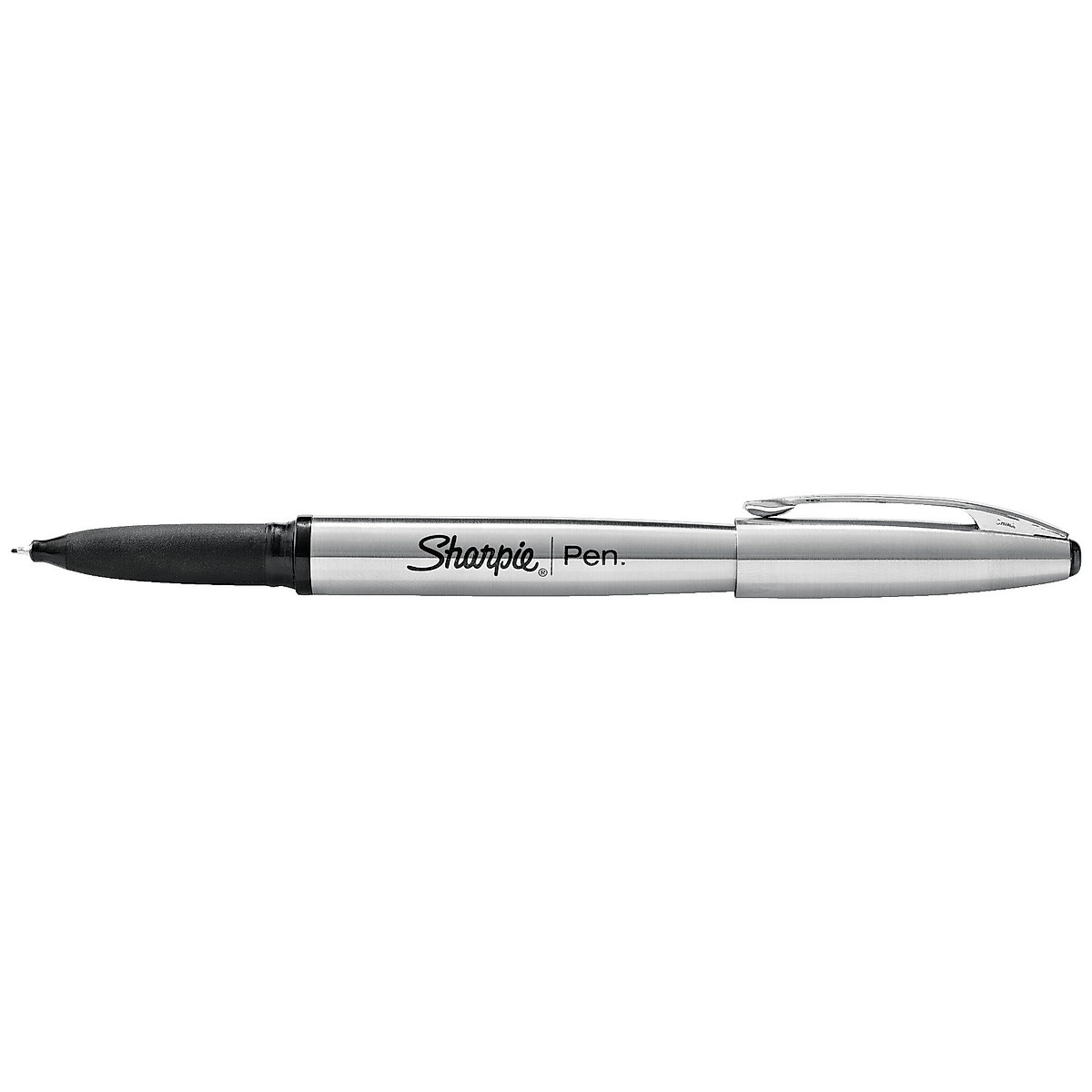 SHARPIE Stainless Steel Grip Pen, Fine Point (0.8mm), Black, 1 Count