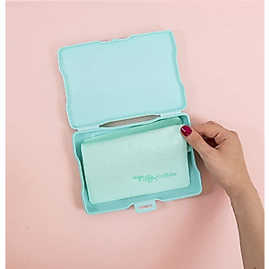 Craftelier - Shammy Stamp Cleaner and Organiser Box to Keep Your Stamps in Perfect Condition | Size Shammy 20 x 14,5 cm and Box 17 x 12 x 3 x 3 cm - Colour Mint with Constellations