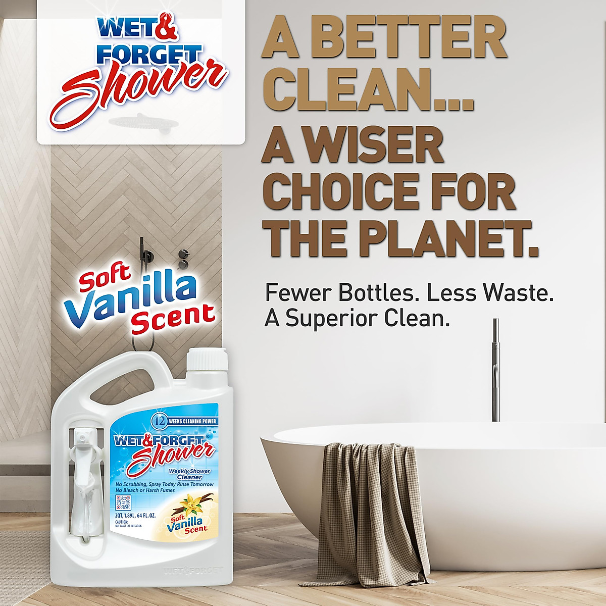 Wet & Forget Shower Cleaner Weekly Application Requires No Scrubbing, Bleach-Free Formula, 64 Ounce (Pack of 1)