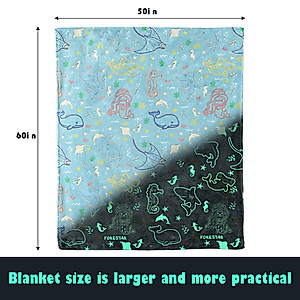 FORESTAR Glow in The Dark Blanket for Girls Boys, Halloween Christmas Birthday Gifts for Kids, Soft Warm Furry Throw Blanket, 50"×60"