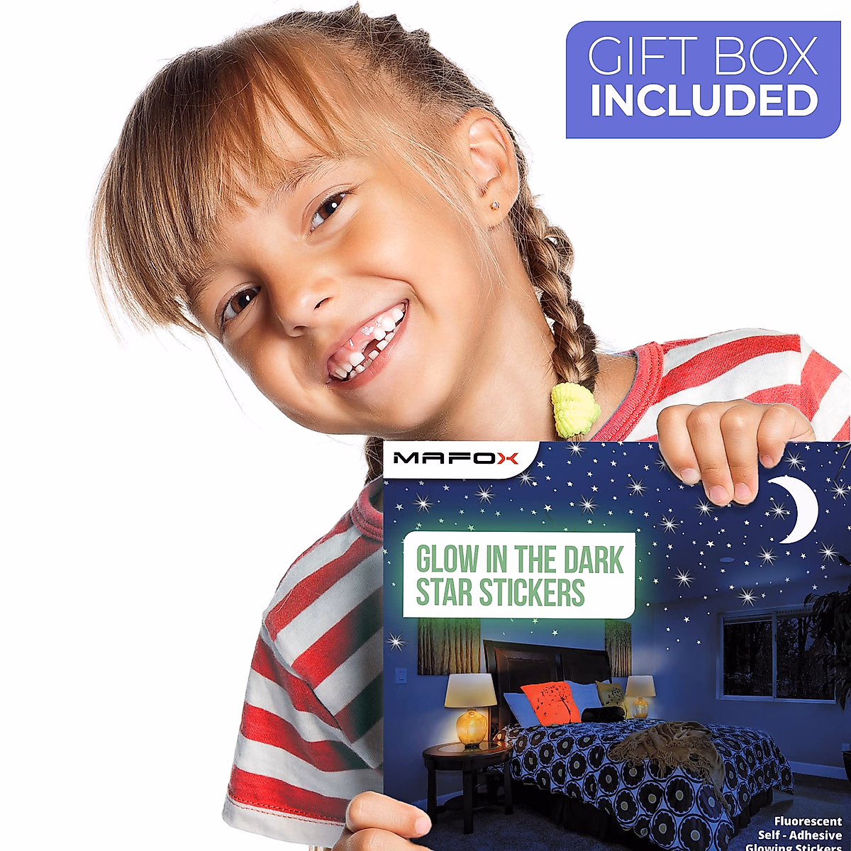 Glow in The Dark Stars for Ceiling or Wall Stickers - Glowing Wall Decals Stickers Room Decor Kit - Galaxy Glow Star Set and Solar System Decal for Kids Bedroom Decoration