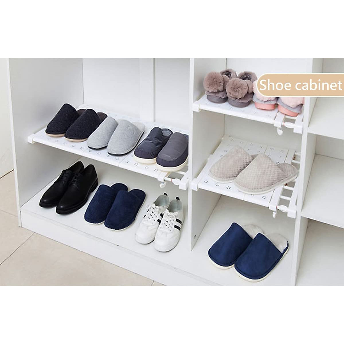 TabEnter Adjustable Shelf Organizer Expandable Closet Shelf and Rod with No Drilling for Wardrobe Cupboard Kitchen Bookcase (15" - 23.6")