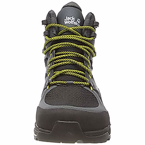 Jack Wolfskin Men's Force Striker Texapore Mid Hiking Shoe Boot, Dark Grey/Lime, 10