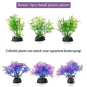 HITOP Pets Plastic Plants for Fish Tank Decorations Large Artificial Aquarium Decor (Blue-White Tree)