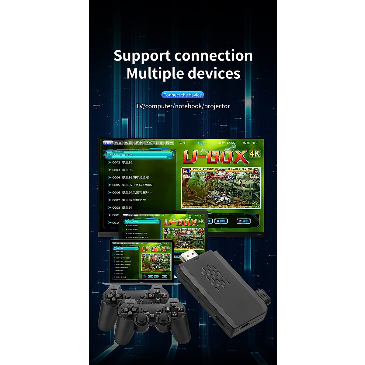 NUBSUP UB-66 Video Game Console 4K HDMI-Compatible Game Stick Built in 3500 Retro Game TV Console Support for P1/FC/GBA