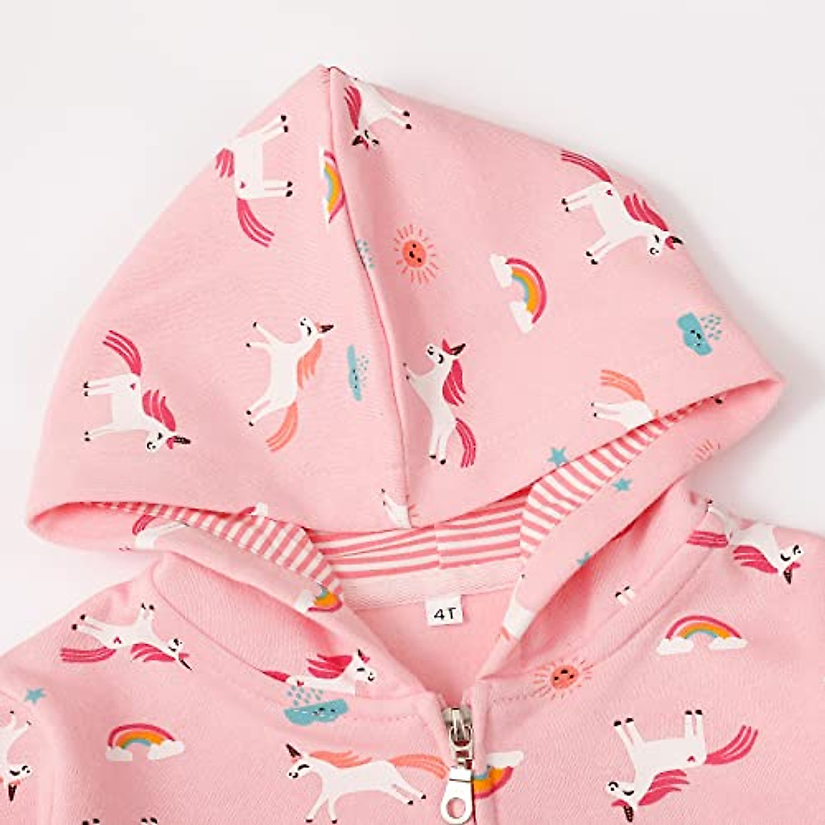 Akyzic Toddler Girl Jacket Zip Up Hoodie Unicorn Pink Cotton Hooded Sweatshirt Kids Winter Outerwear pink-8053 4t