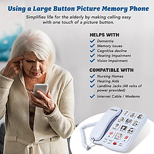 Future Call FC-0613 Best Landline Phones for Seniors, Landline Phone for Hearing Impaired Seniors, Dementia Products for Elderly, Alzheimers Products, Big Button Telephone for Seniors, 10 Picture Keys