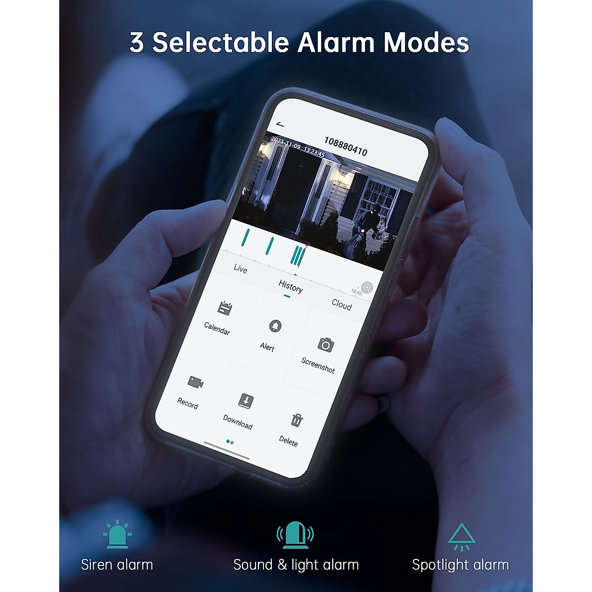 2K Security Camera Outdoor Wireless WiFi with 360° PTZ, ZUMIMALL Battery Powered Wireless Cameras for Home Surveillance, Spotlight & Siren/PIR Detection/3MP Color Night Vision/2-Way Talk/IP66/Cloud/SD