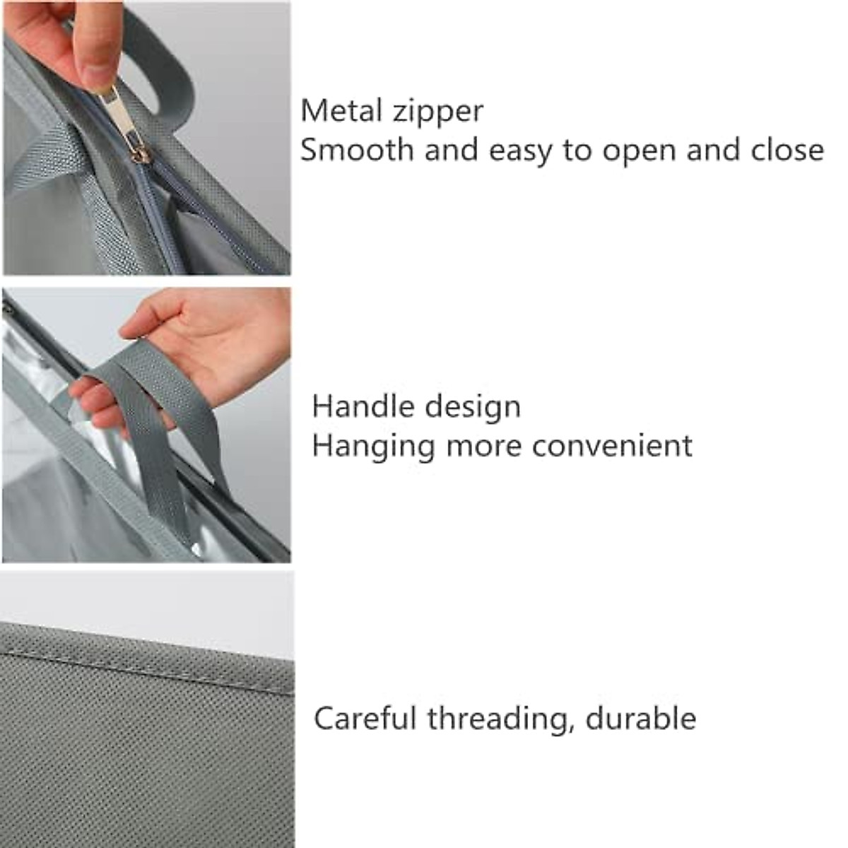 HAN SHENG 4 Pcs Clear Handbag Storage Organizer Bag Collection Storage Holder Dust Cover Bags Transparent Purse Protector Storage Bag with Zipper and Handle for Closet Shelf (Grey)