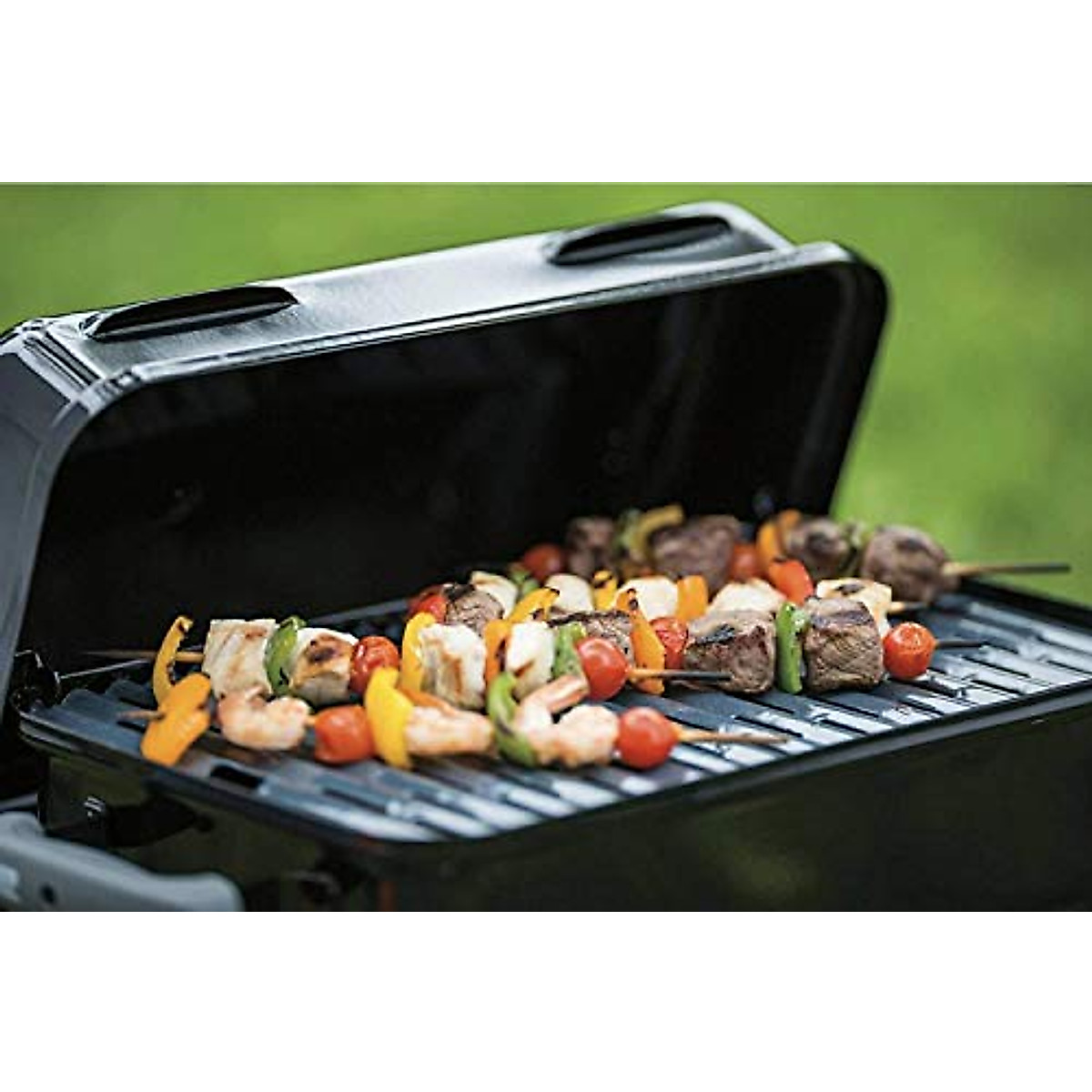 Duke Grills Omaha Go Anywhere Portable Charcoal Grill with Lid - Mini Table Top Grill for Camping, Boat, Tailgate, BBQ - Sturdy Steel Design - Foldable Legs - 6 Burgers, 4 Dogs