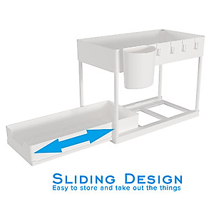 Nanzaold Under Sink Organizers and Storage, Cabinet Organizer Shelf for Bathroom,Kitchen Organization and Storage (White)