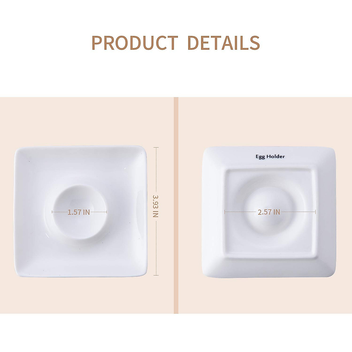 TAMAYKIM Soft Boiled Egg Cups, White Ceramic Egg Cup Plates, Plat Egg Holders for Breakfast and Brunch, Sot of 8