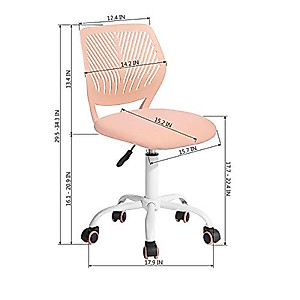 Geniqua Children Task Chair Lumbar Mid Back Adjustable Height Study Computer Chair with Mesh Seat Casters for Home Office, School, Rose Pink