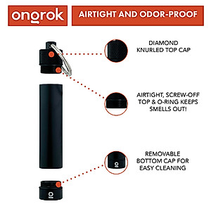 ONGROK Premium Storage Tube, Keychain, Pocket-Sized, Airtight, Aluminum Metal Holder and Case (Black)