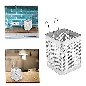 Eioflia Cutlery Draining Basket Stainless Steel Chopstick Sink Holder Spoon Storage Case Drain Chopstick Holder Sink Caddy Holder