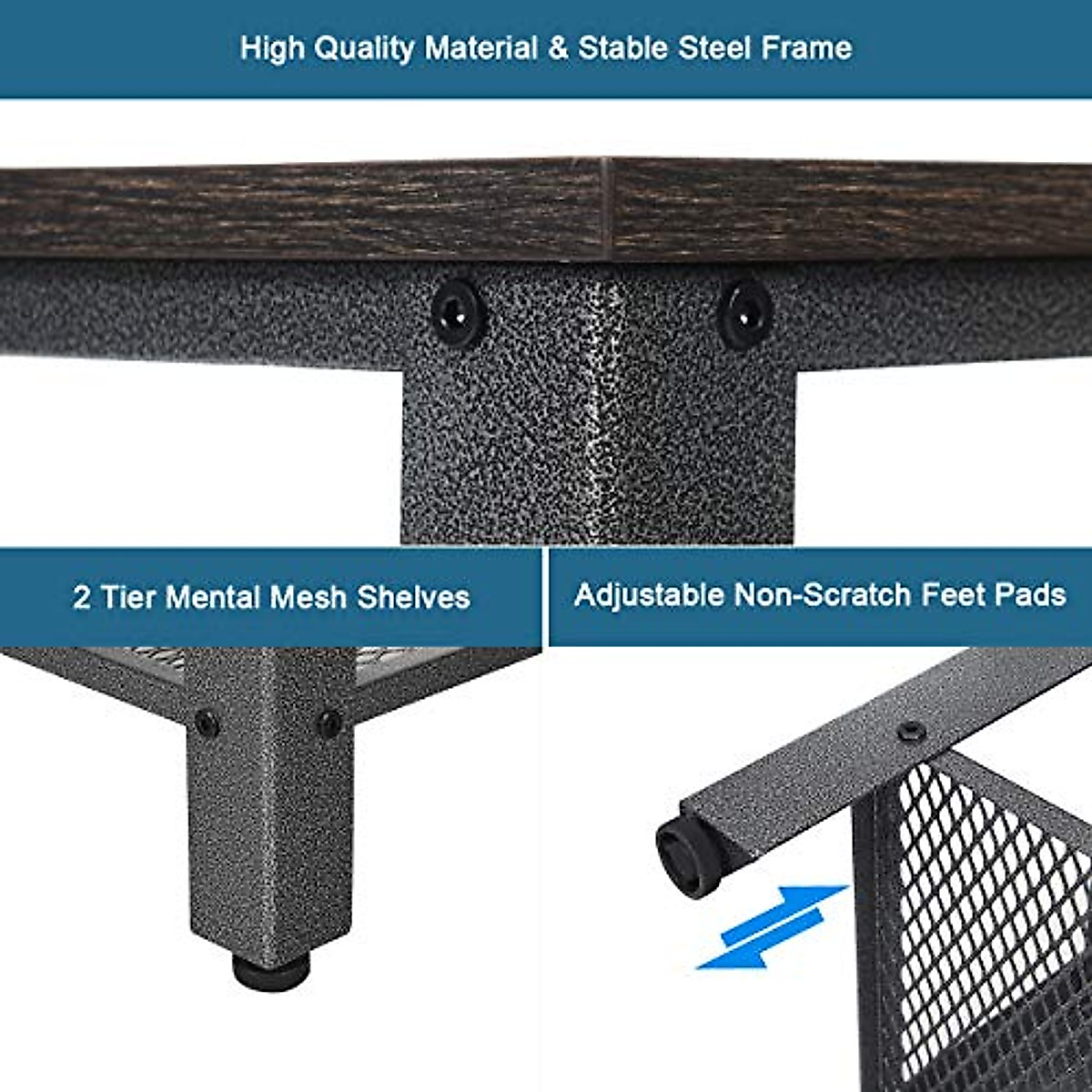 ADtest Industrial Bench, Entryway Rack with 2 Mesh Shelves, Shoe Storage Shelf Organizer, Sliver
