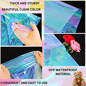 Iridescent Extra Large Cellophane Bags 40x50 Inch 3 PCS Cellophane Treat Bags Cellophane Wrap For Gift Baskets 2.5 Mil Thick
