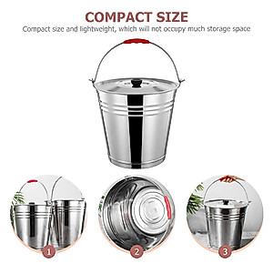 GANAZONO Metal Ash Bucket Ash Bucket with Lid Galvanized Iron Ash Bucket Coal Storage Bucket BBQ Charcoal Holder for Fire Pit, Wood Burning Stove Galvanized Bucket