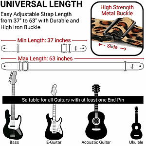 Amumu Crushed Flocked Guitar Strap Flocking Leopard for Bass, Electric & Acoustic Guitar Accessories