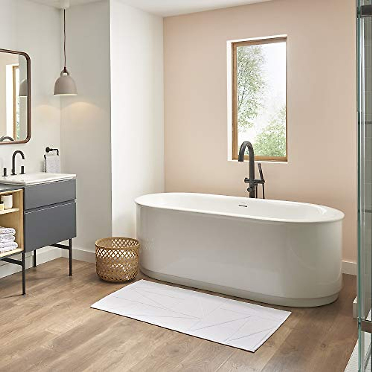 American Standard T064951.243 Contemporary Round Freestanding Tub Filler for Flash Rough-in Valve, Matte Black