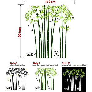 Mix Decor Tree Wall Sticker - Cute Panda Bamboo Tree Wall Decal Large Family Forest for Livingroom Kid Baby Nursery Room Decoration Party Birthday Gift,75x79 Inch Green