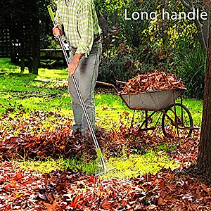Adjustable Garden Leaf Rake 5.5ft, Collapsible Metal Yard Rake for Leaves with Expandable Head 7-16", Collect Loose Debris for Lawns Camping Shrubs and Rose Bushes Heavy Duty