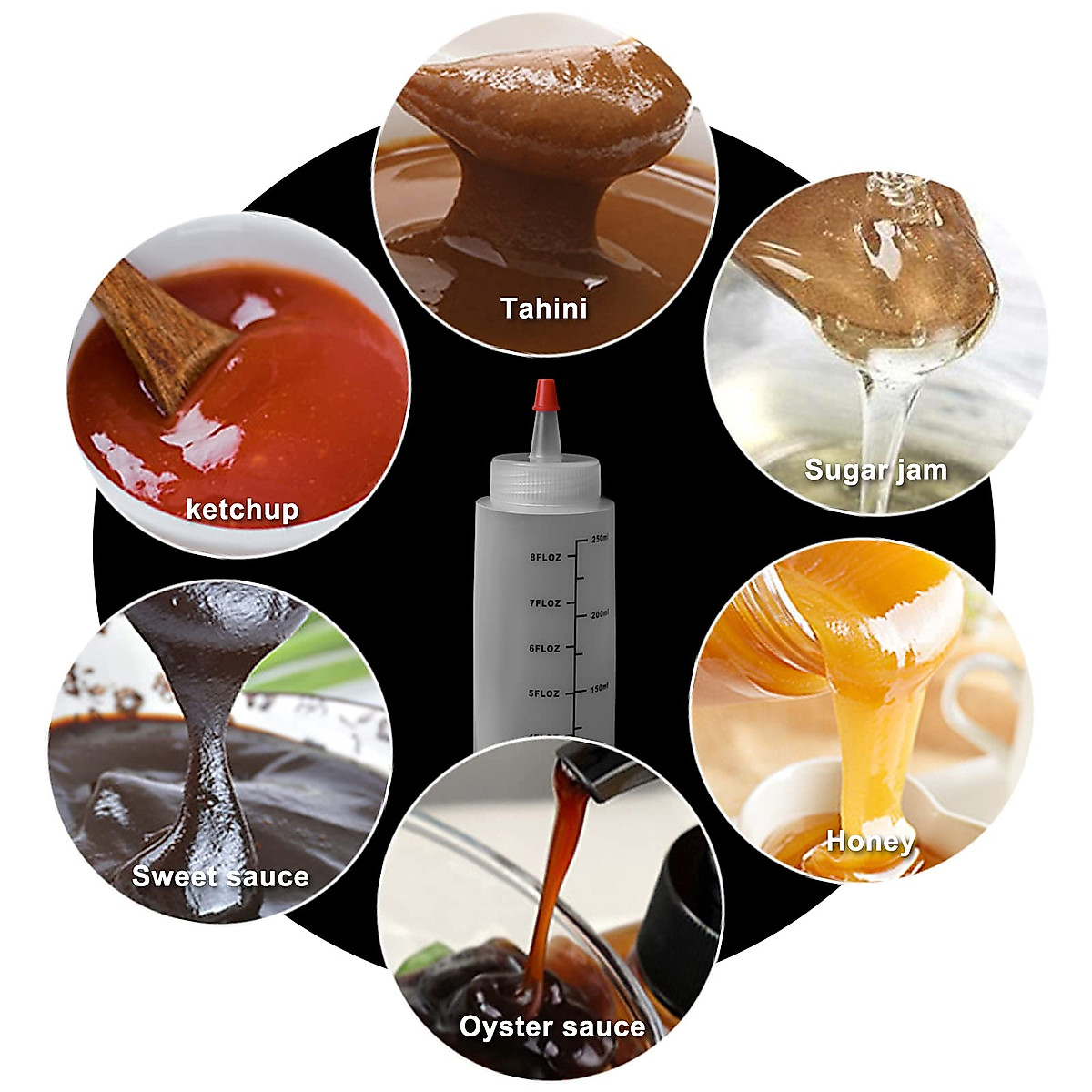 Dokpav 3 Pcs Plastic Squeeze Bottles with Red Cap, Squeeze Condiment Bottles for Ketchup Sauce Dressing Honey Butter, Squeeze Condiment Dispenser of Cooking Painting Crafting(White)