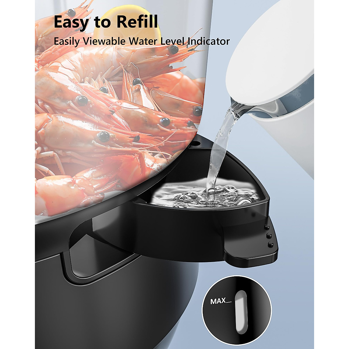 13.7QT Electric Food Steamer for Cooking, 3 Tiers Vegetable Steamer, 800W Fast Simultaneous Cooking, 60-Minute Timer, Veggies Steamer, Ideal for Fish Seafood Rice, BPA-Free Baskets(Black)