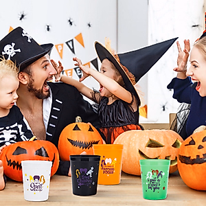 Ainibar Halloween Party Cups - Set of 20 Orange,White,Black and Green 16oz Stadium Cups,Perfect for Hocus Pocus Halloween Party Supplies, I Smell Children Holiday Witches Halloween Party
