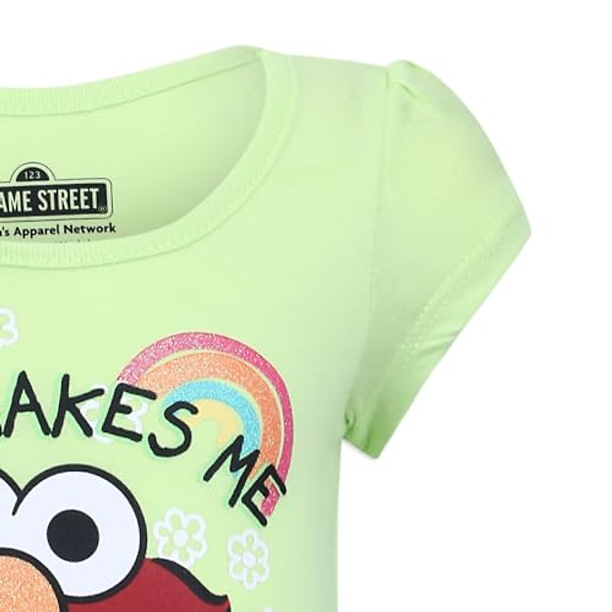 Sesame Street Girls' Modern/Fitted, Green Elmo Smile, 3T