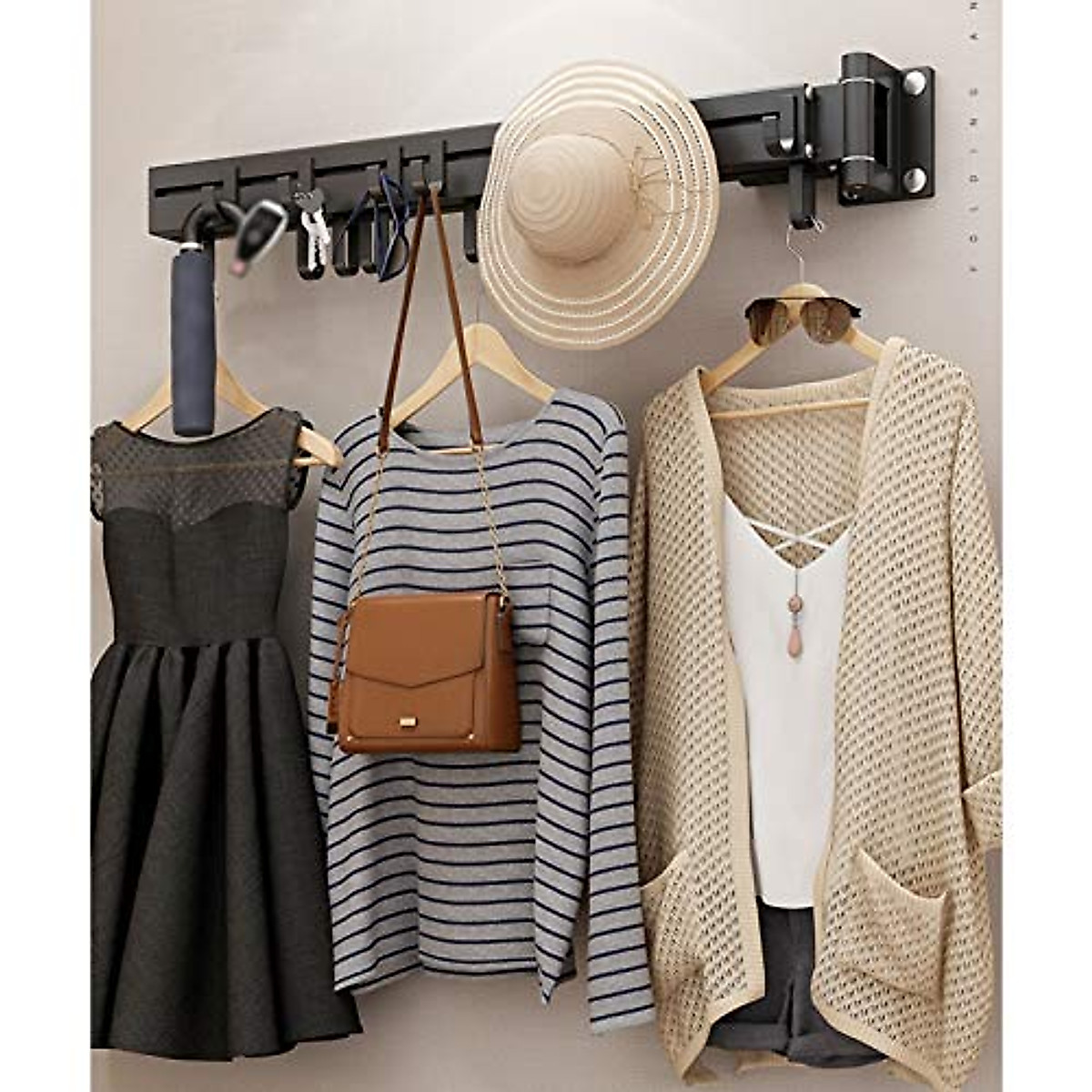 EAFTOS Wall Mounted Drying Rack for Laundry Retractable Fold Away Multifunctional Clothes Hanger Laundry Bathroom and Bedroom (Color : Silver, Size : 95x17.6cm)