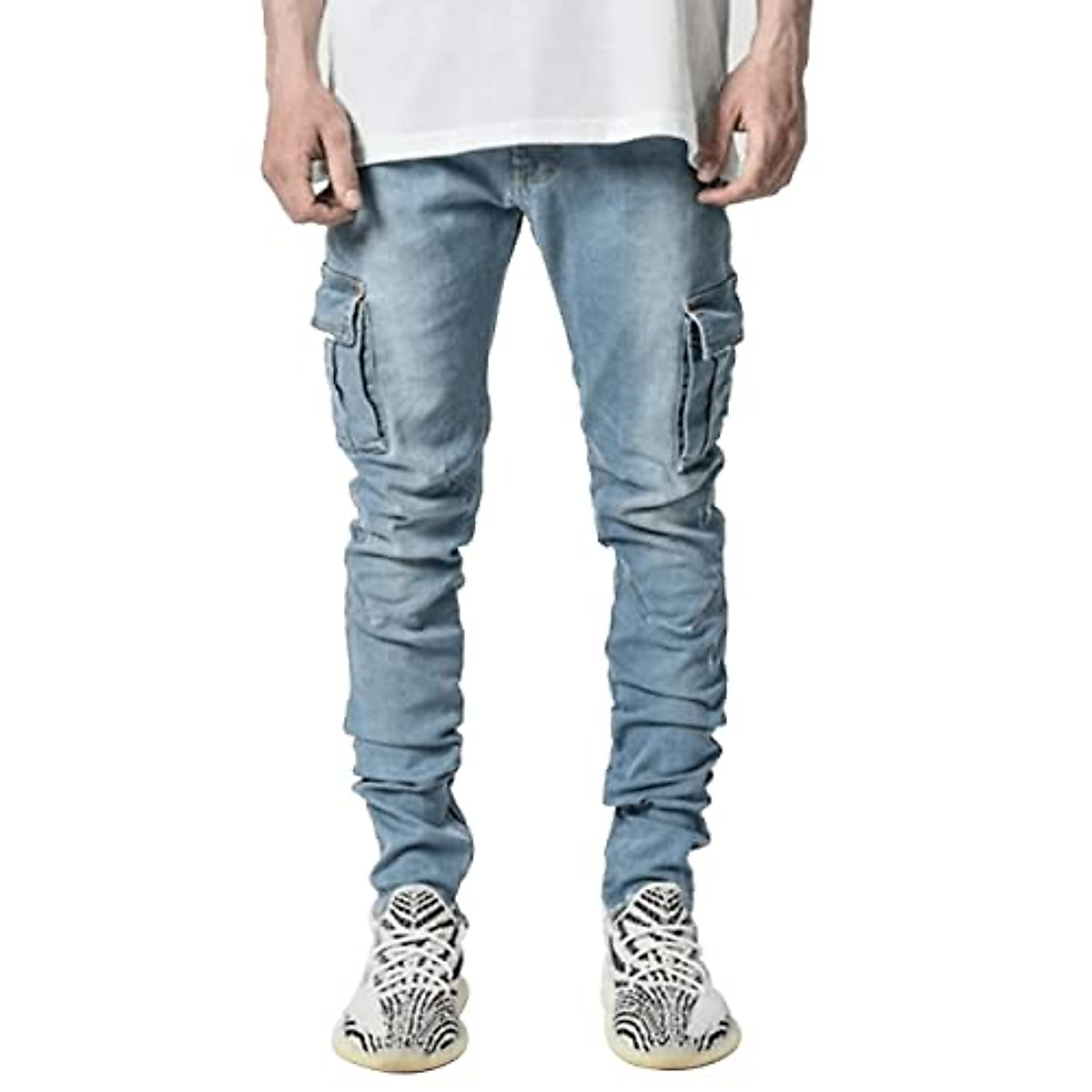 HUNGSON Men's Slim Fit Jeans 7 Pockets Stretch Skinny Denim Pencil Pants Nova Fashion