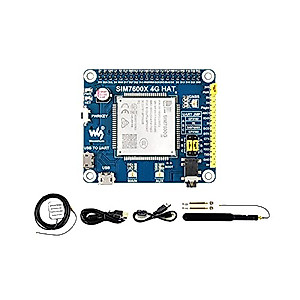 Waveshare 4G/3G/2G/GSM/GPRS/GNSS HAT for Raspberry Pi Based on SIM7600G-H Supports LTE CAT4 up to 150Mbps for Downlink Data Transfer
