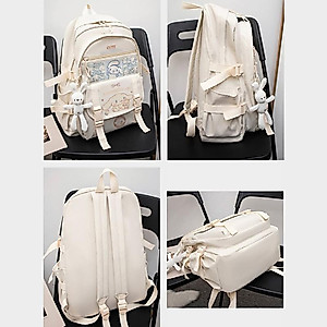 ALORVE Backpack Cute Anime Student Schoolbag Cartoon Casual Travel Bag for Boys and Girls School Season Gifts (White)