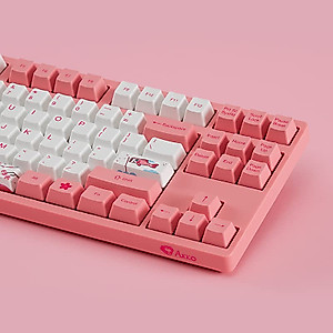 Akko TKL Wired Gaming Mechanical Keyboard, Programmable with OEM Profiled PBT Dye-Sub Keycaps and N-Key Rollover, Tokyo 87-Key Pink Keyboard for PC/Laptop/Mac (Cream Yellow Switch)