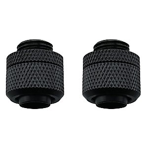CZQC Black PC Water Cooling System Soft Tube Connector 2PCS G1/4" to 3/8" ID, 1/2" OD Compression Fitting for Soft Tubing