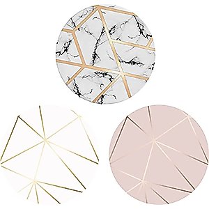 Cell Phone Stand Finger Holder - Geometric Rose Gold White Marble (3 Pack)