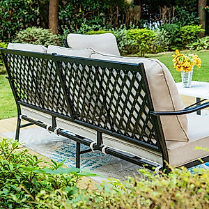 SUNSHINE VALLEY Metal Patio Furniture Sofa with 5.75" Super-Thick Waterproof Cushion, 3-Seater Deep Seating & High-Back Outdoor Couch for Patio Backyard Deck Front Porch