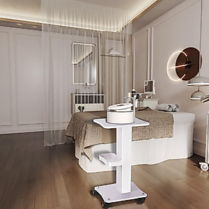 Cozyel Beauty Rolling Trolley Cart Equipment Mobile Salon Spa Service Instrument Hairdressing Storage Tray Iron Frame White