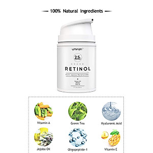 Umran Premium Retinol Cream, Anti-Aging Moisturizer Cream 2.5% for Face and Eye Care, Anti-Wrinkle Essence with Hyaluronic Acid, Day and Night Cream, Vitamin E and Green Tea, 50ml, 1.7 Fl.Oz…