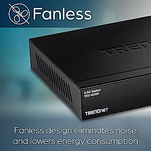 TRENDnet 5-Port Unmanaged 2.5G Gaming Switch, 5 x 2.5GBASE-T Ports, 25Gbps Switching Capacity, Backwards Compatible with 1000Mbps Devices, Fanless, Wall Mountable, Lifetime Protection, Black,TEG-S350