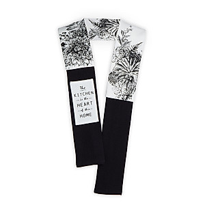 DEMDACO Heart of This Home Black and White Floral 68 inch 100% Cotton Dish Towel Boa
