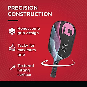 GAMMA RZR Composite Pickleball Paddle: Pickle Ball Paddles for Indoor & Outdoor Play - USAPA Approved Racquet for Adults & Kids - Pink/Blue