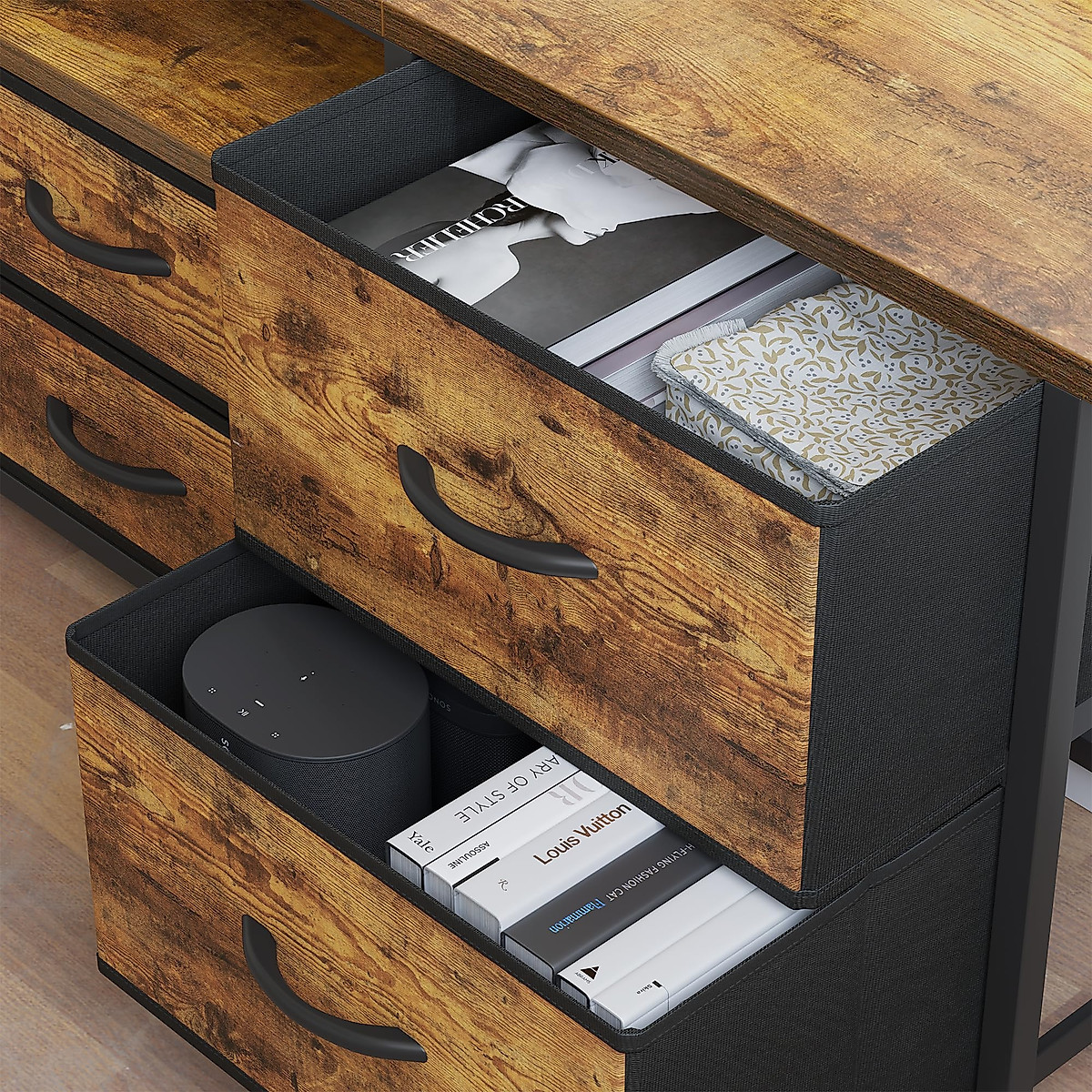 Treesland Dresser TV Stand for TVs up to 65 inches, TV Stand for Bedroom, TV Stand for Living Room, TV Stand with Storage, Entertainment Center, Media TV Console,55 inches, Brown