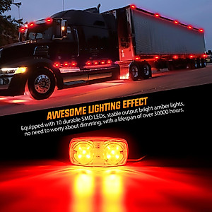 Nilight Double Bullseye Marker Light 5PCS Red 10LED Rectangular Clearance Front Side Rear Indicator Lights Surface Mounted for 12V Truck Camper RV Boat Lorry